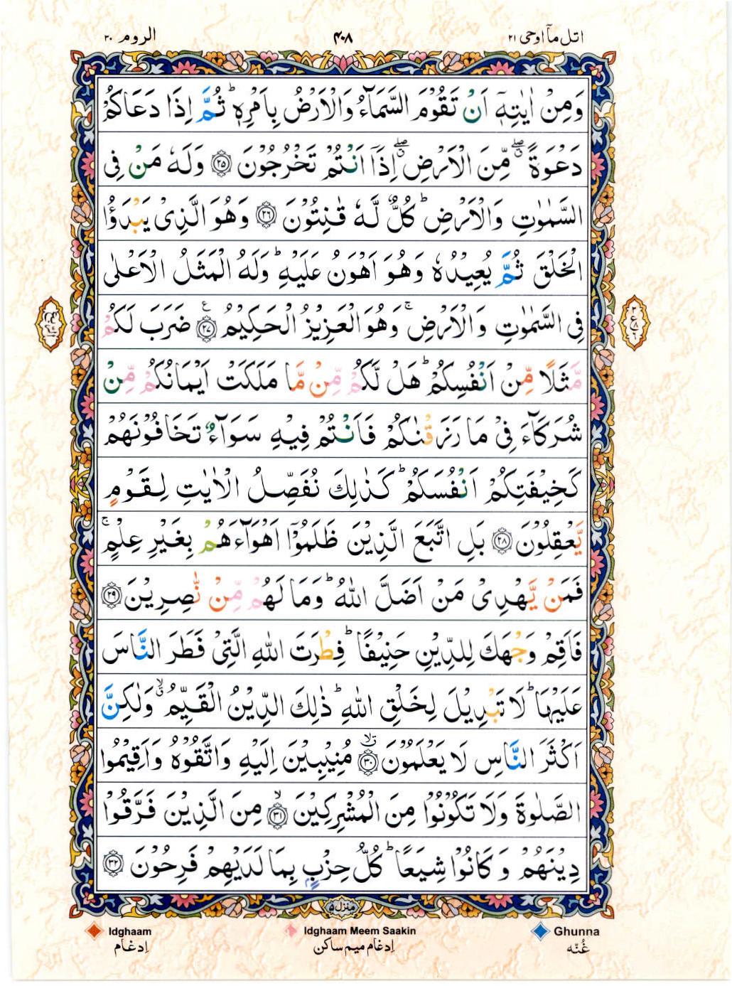 15 Lines Color Coded Al Quran Juz 21 Page 408