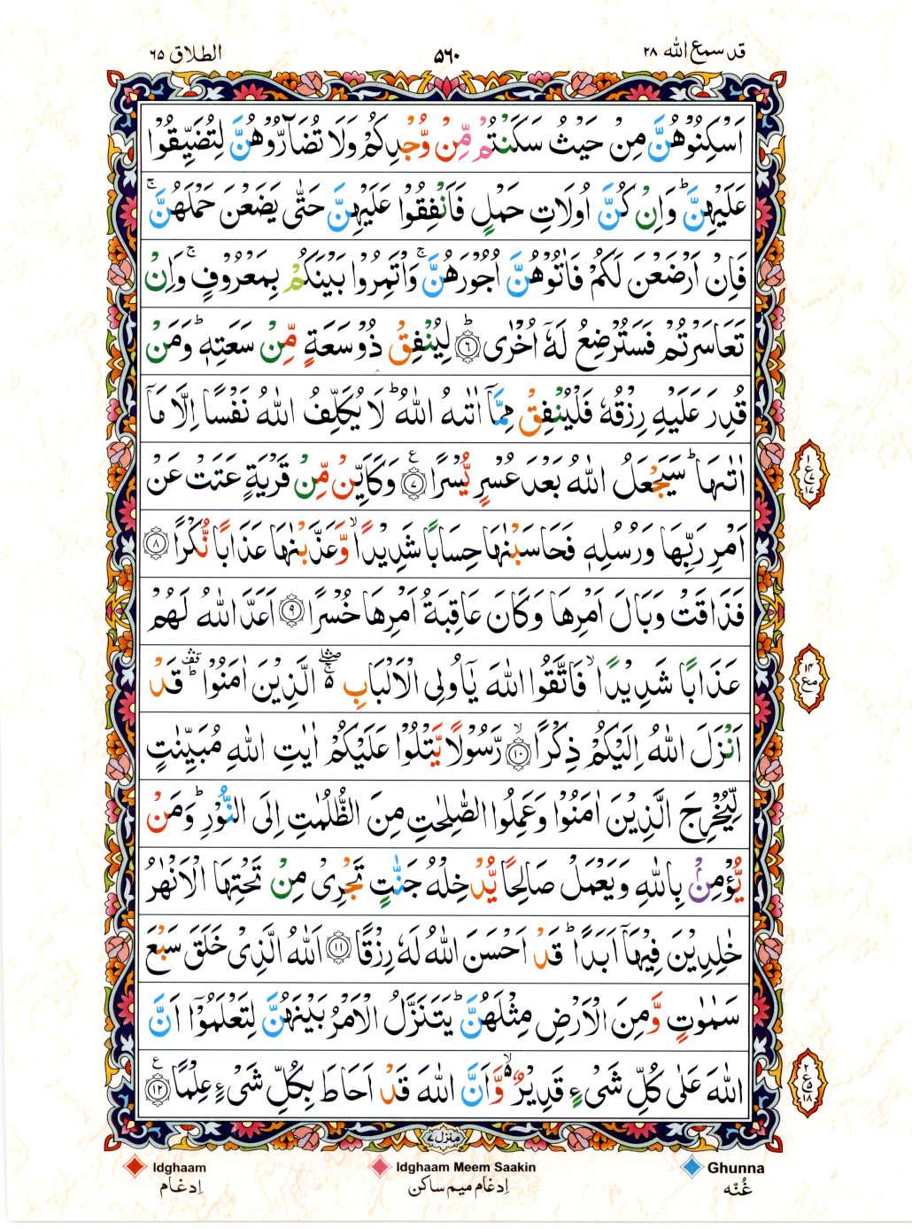 15 Lines Color Coded Al Quran Juz 28 Page 560