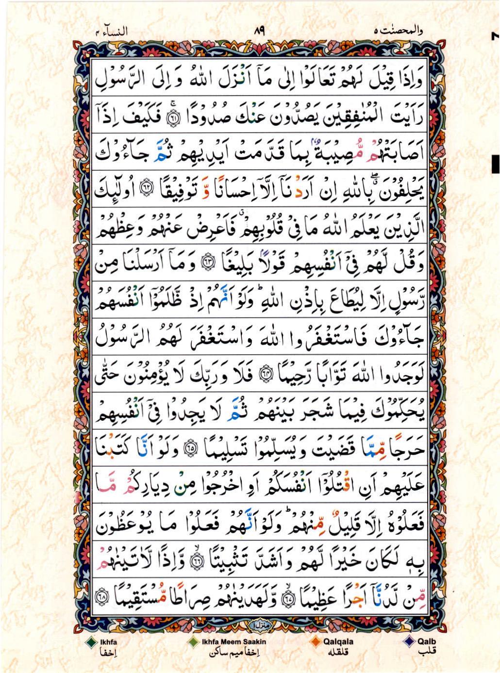 15 Lines Color Coded Al Quran Juz 5 Page 89